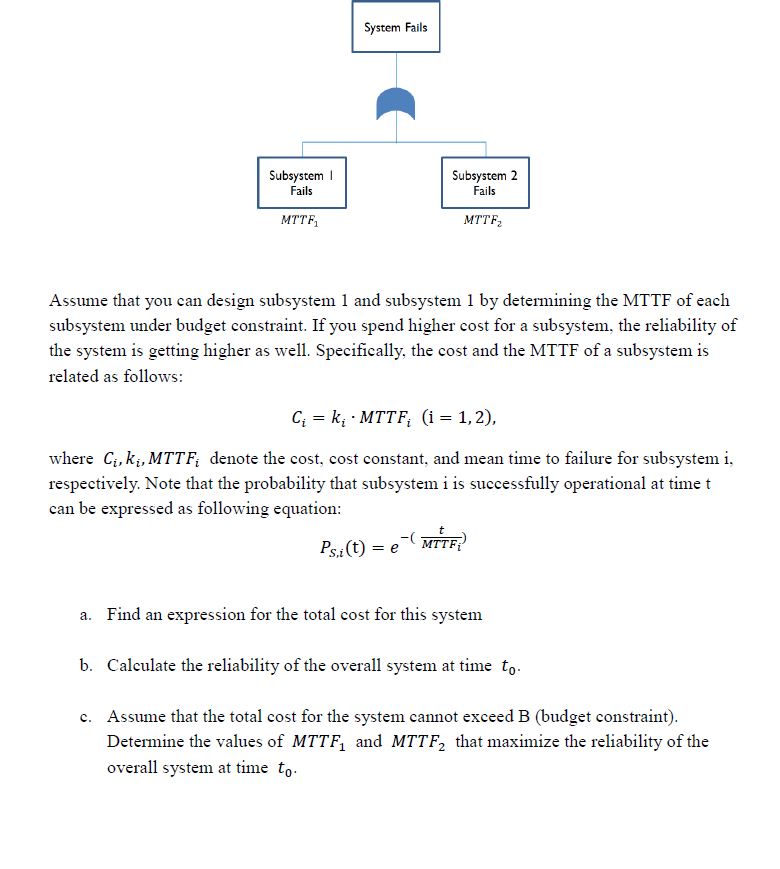 Assume that you can design subsystem 1 and subsystem | Chegg.com