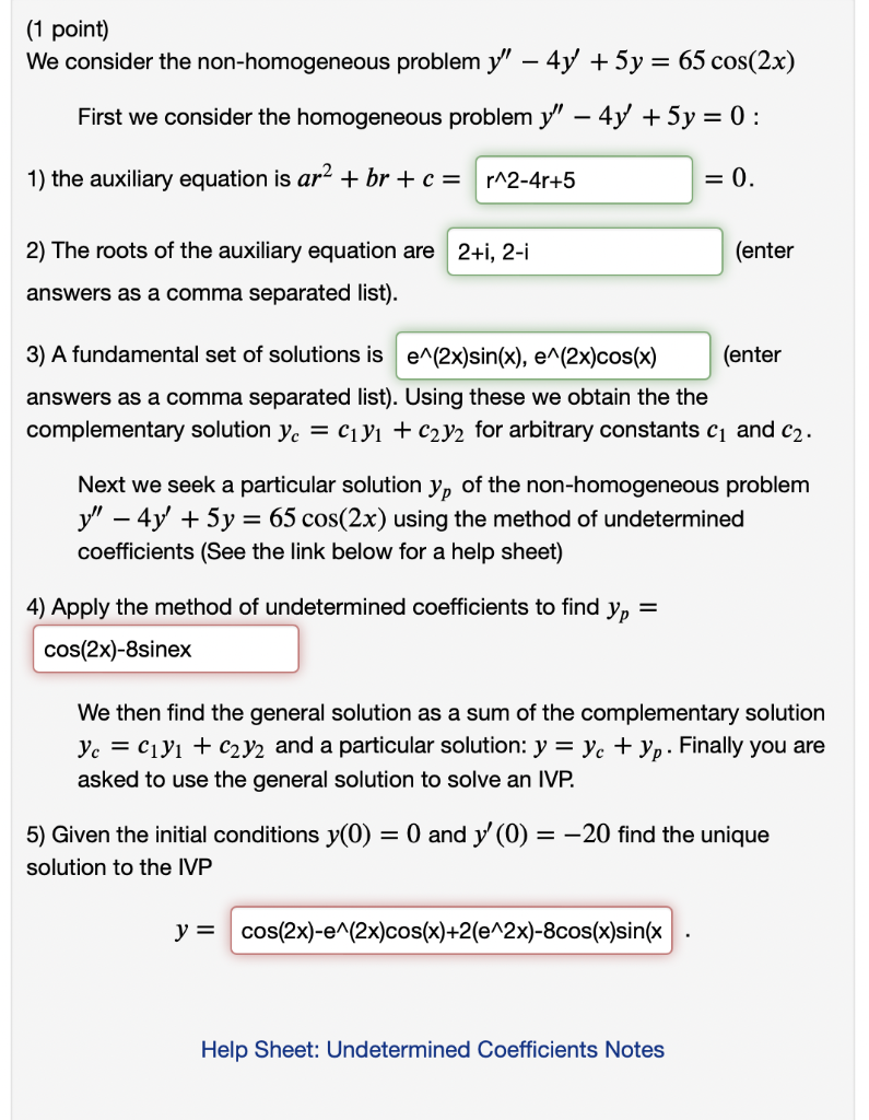 Solved (1 point) We consider the non-homogeneous problem | Chegg.com