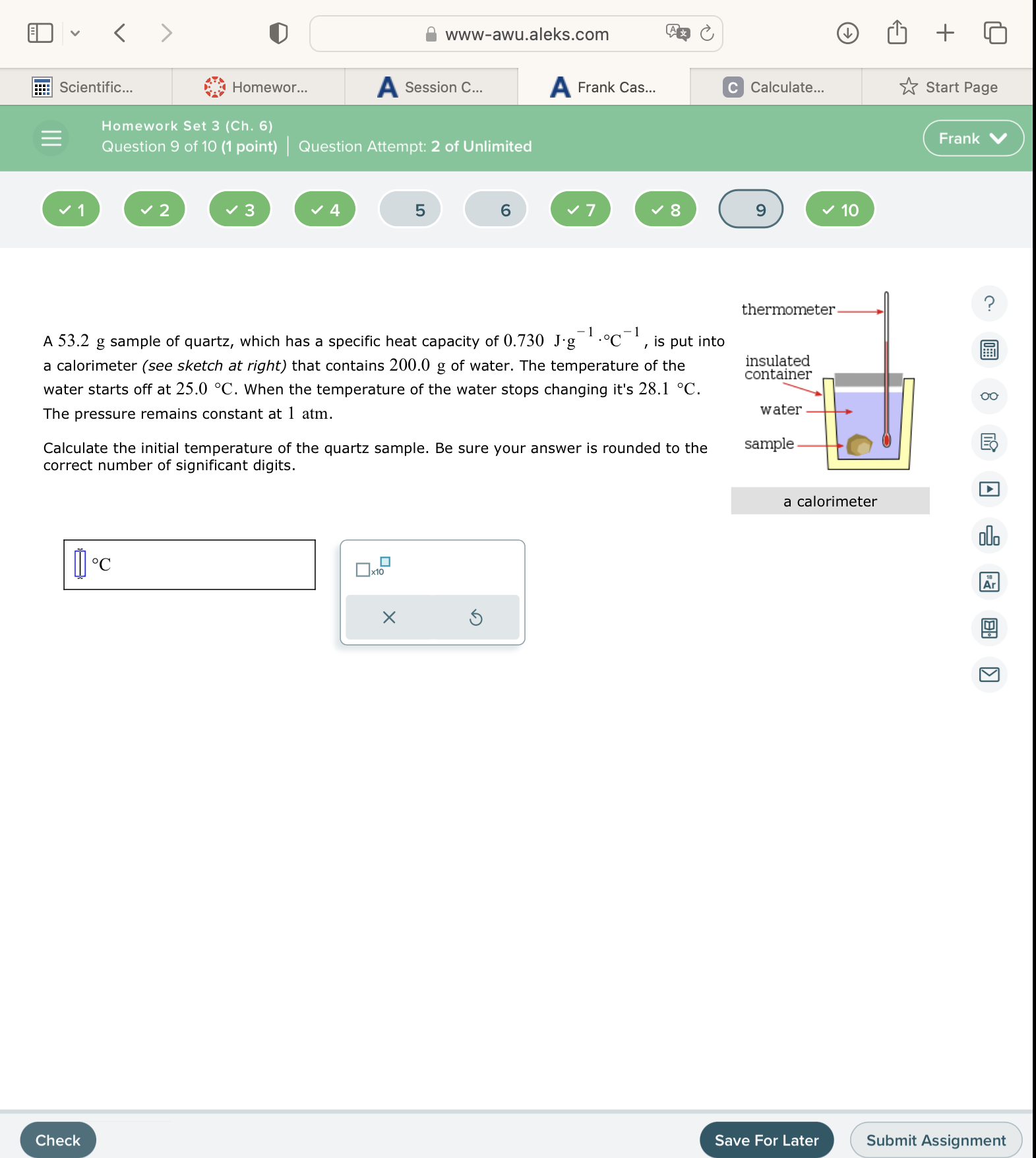 Solved A 53.2 g sample of quartz, which has a specific heat | Chegg.com