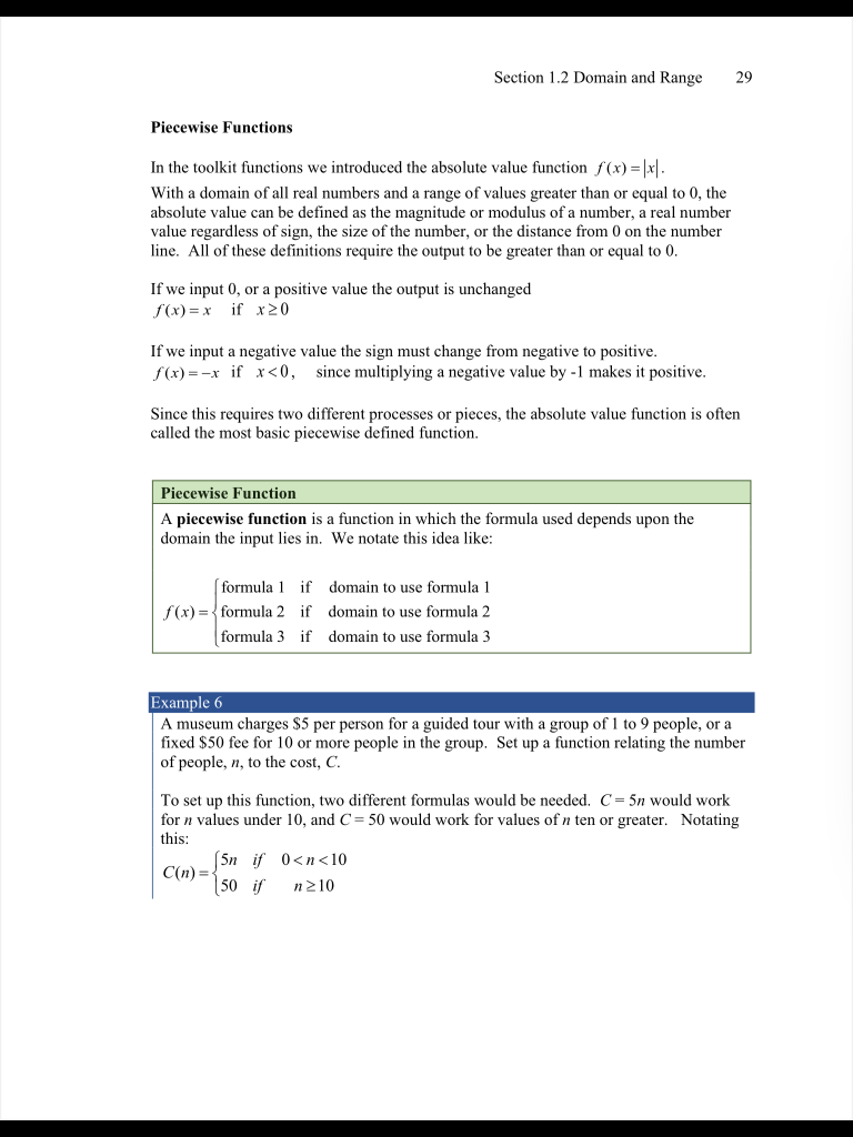 Solved Section 1.2 Domain and Range 29 Piecewise Functions | Chegg.com