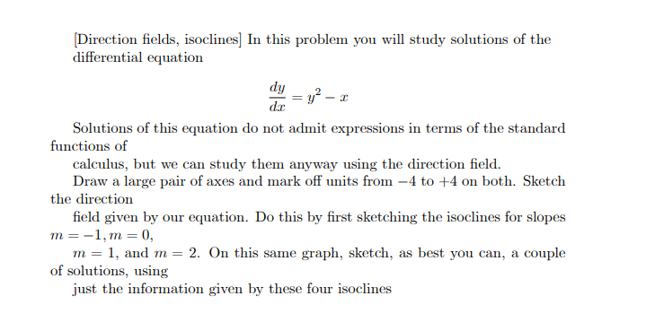 Solved [Direction fields, isoclines] ﻿In this problem you | Chegg.com