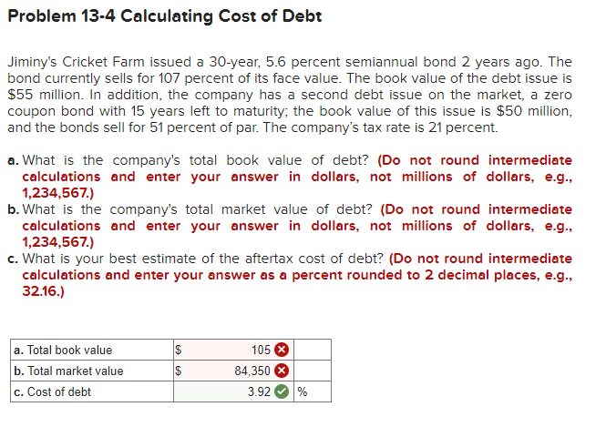 Solved Problem 13-4 Calculating Cost of Debt Jiminy's | Chegg.com