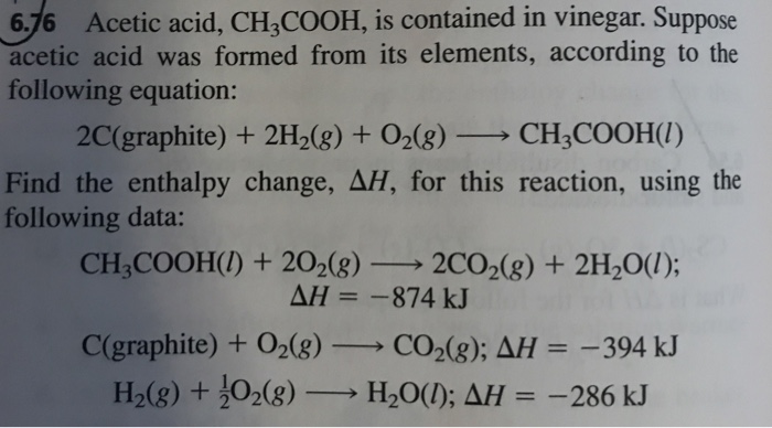 Solved 6.76 Acetic acid, CH3COOH, is contained in vinegar. | Chegg.com