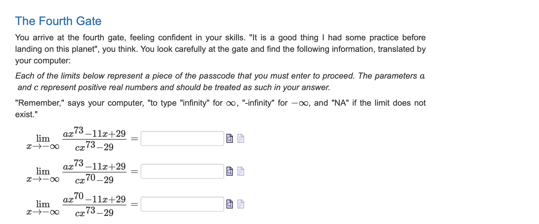 Solved The Fourth GateYou arrive at the fourth gate, feeling | Chegg.com