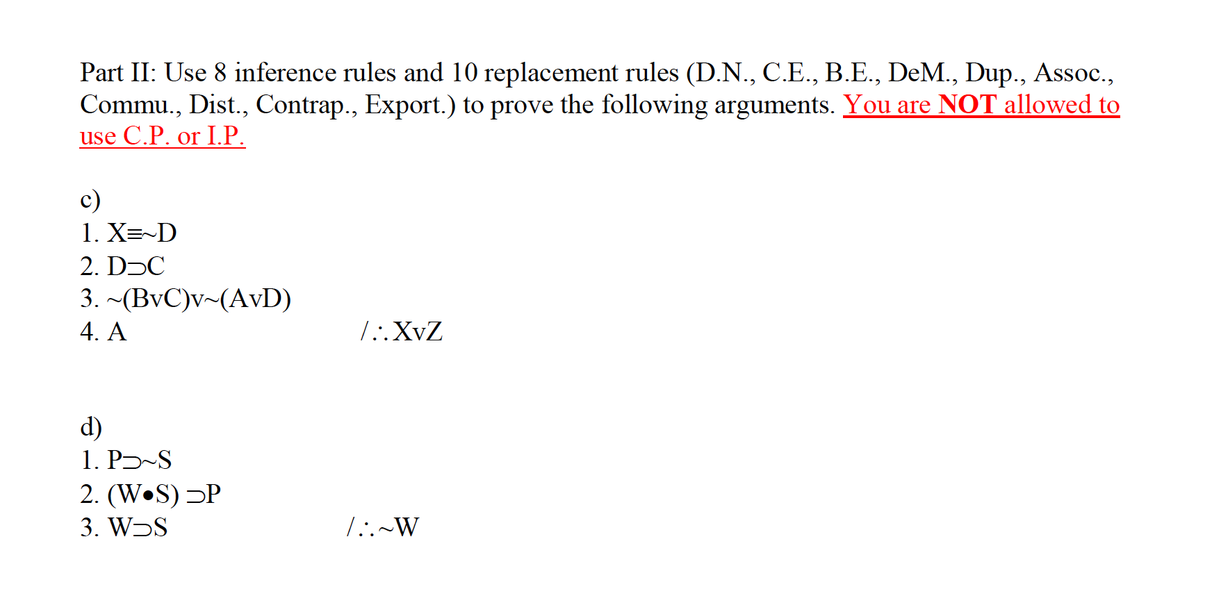 Solved Part II: Use 8 inference rules and 10 replacement | Chegg.com
