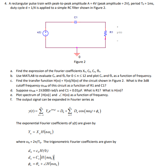 Solved 4. A rectangular pulse train with peak-to-peak | Chegg.com