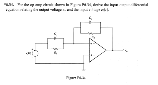 Solved *6.34. For the op-amp circuit shown in Figure P6.34, | Chegg.com