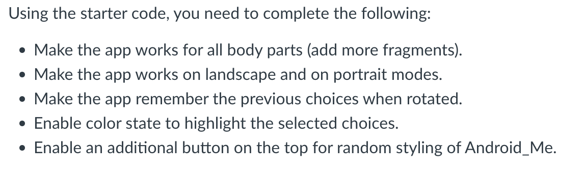lease download the starter code ↓ for Android_Me app. | Chegg.com