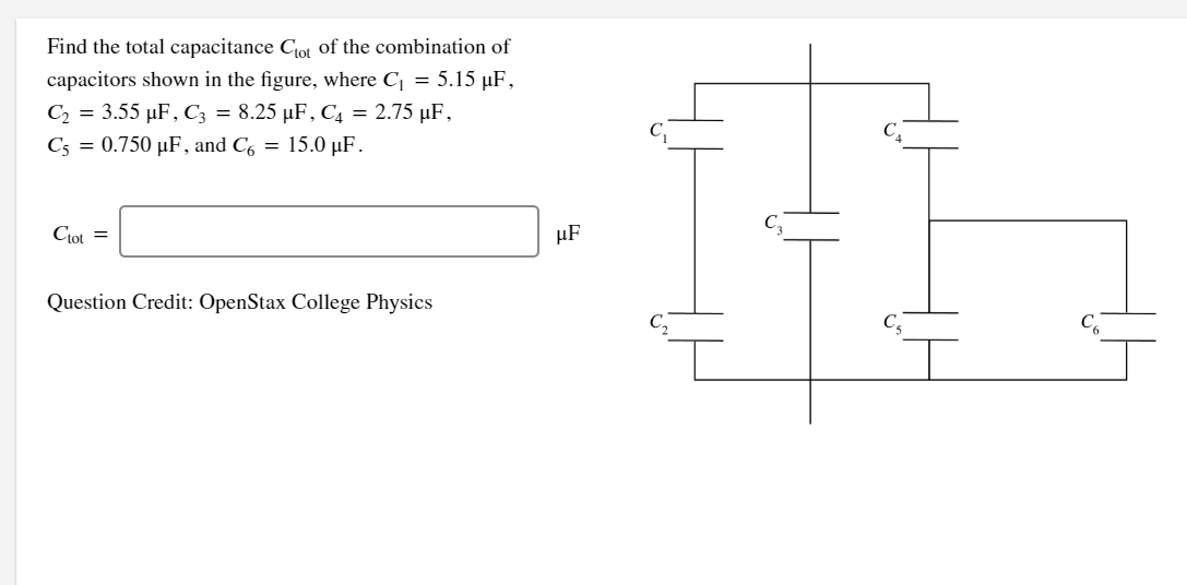 Solved Find the total capacitance 𝐶tot of the combination | Chegg.com