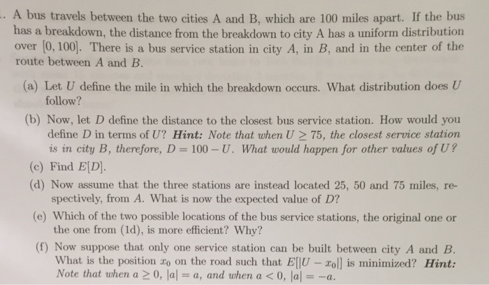 A bus travels between the two cities A and B, which | Chegg.com