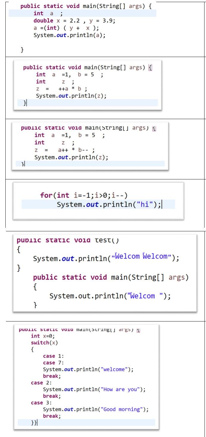 Solved public static void main(String[] args) { int a ; | Chegg.com