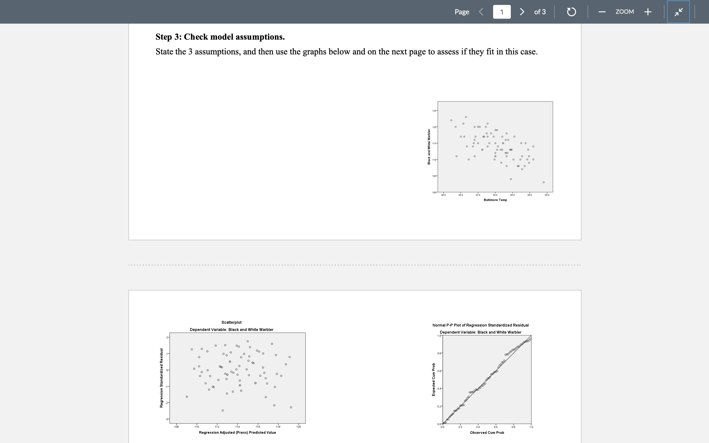 Step 3: Check model assumptions. State the 3 | Chegg.com