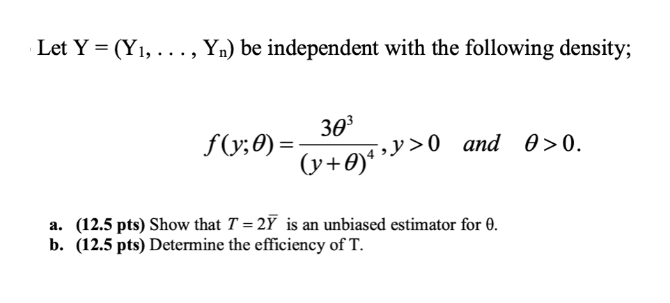 Solved Let Y=(Y1,…,Yn) be independent with the following | Chegg.com