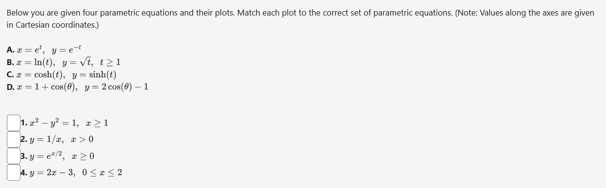 Solved Below you are given four parametric equations and | Chegg.com