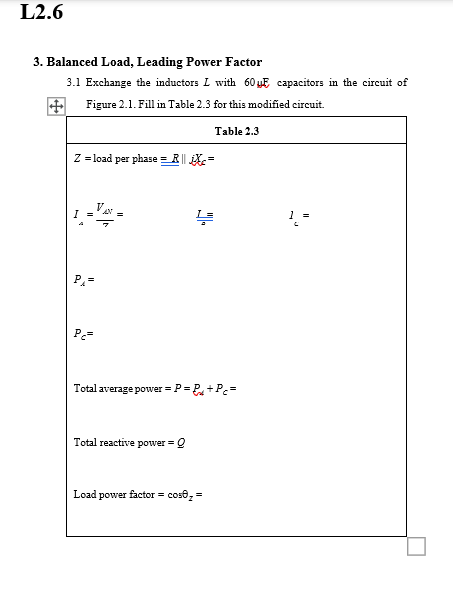 Solved 1. Balanced Load, Lagging Power Factor Consider a | Chegg.com