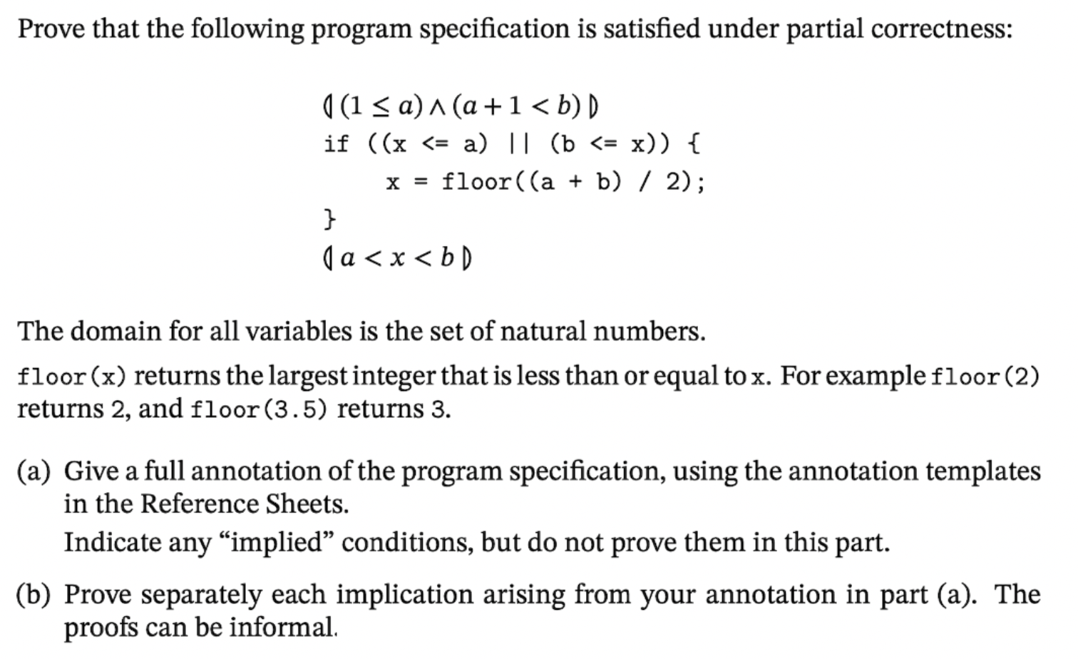 Solved Prove that the following program specification is | Chegg.com