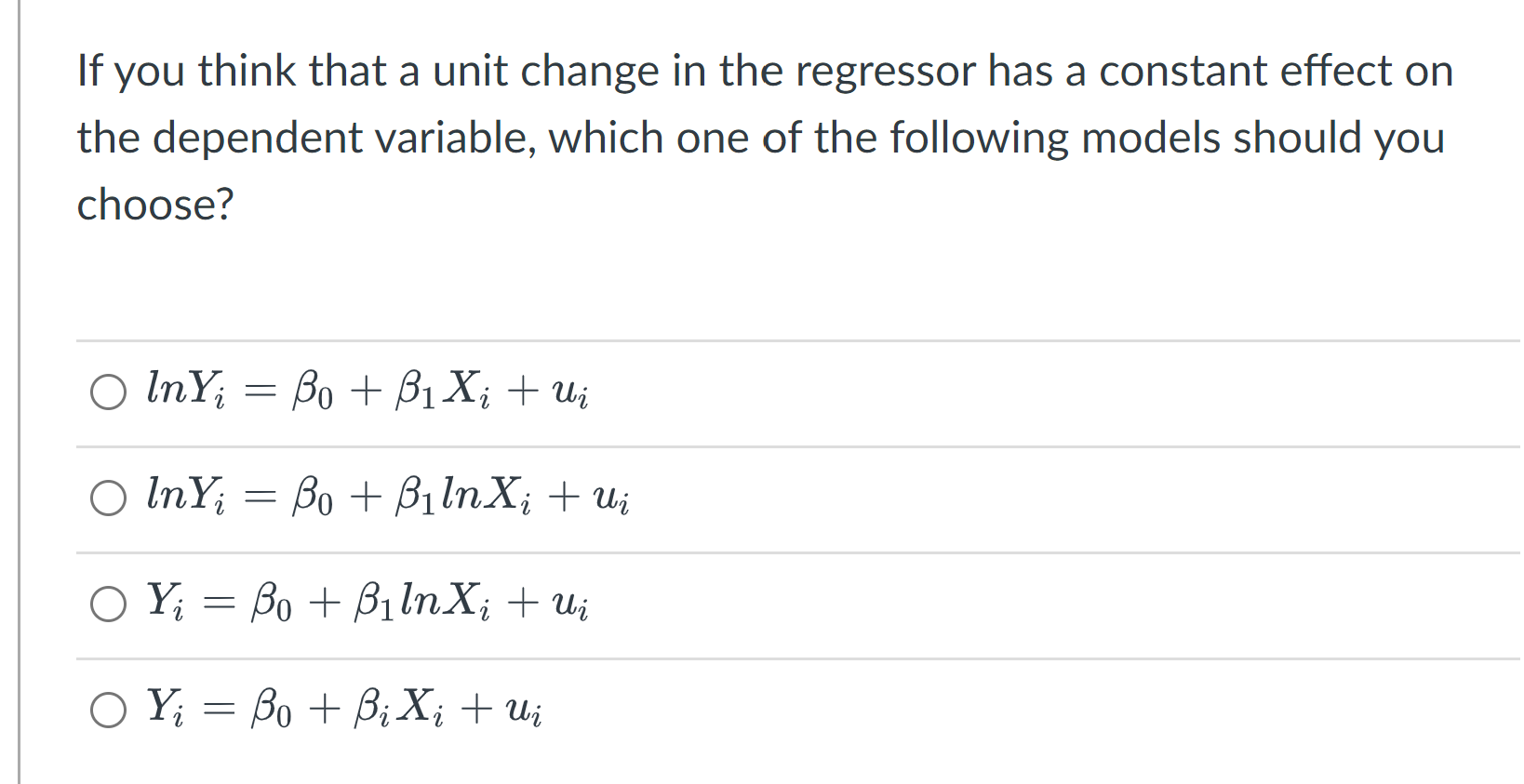 Solved If you think that a unit change in the regressor has | Chegg.com