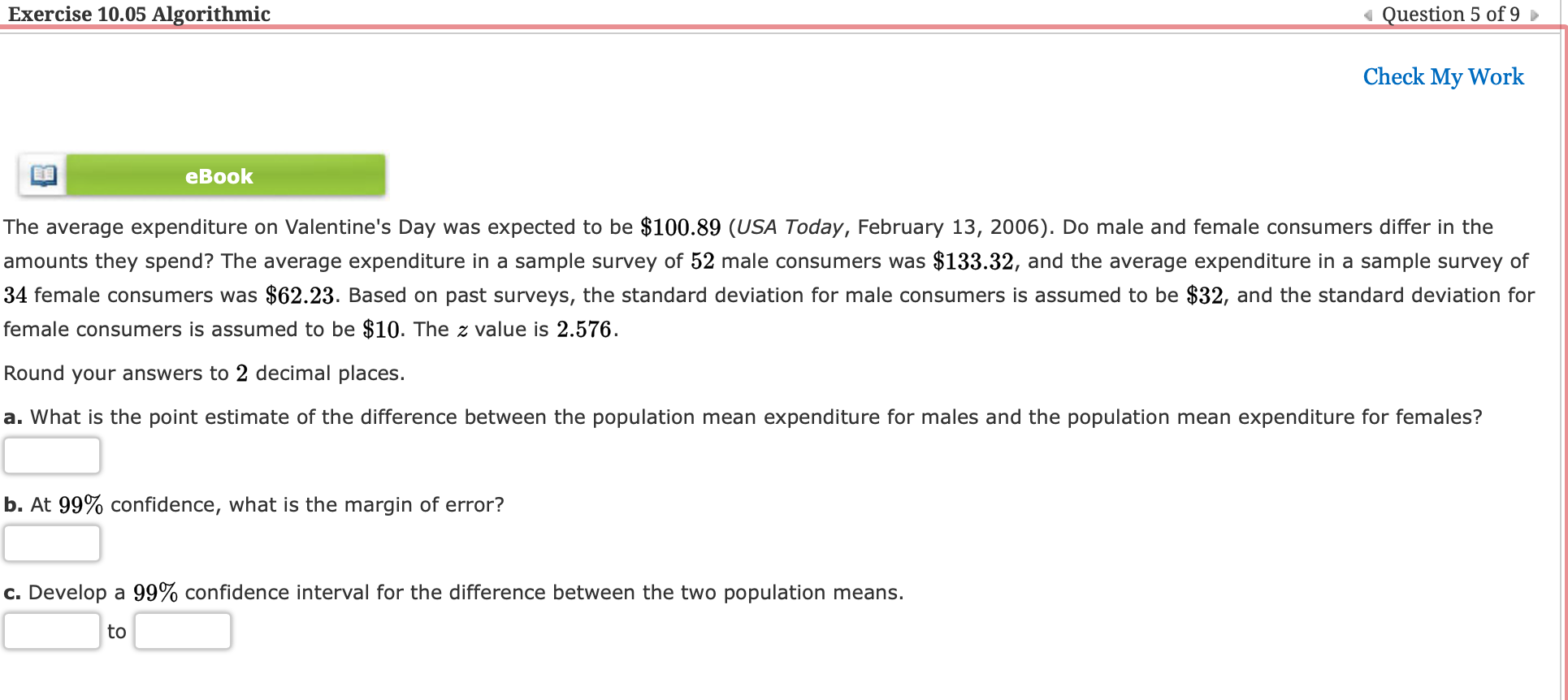 Solved Exercise 10.05 Algorithmic Question 5 of 9 Check My | Chegg.com