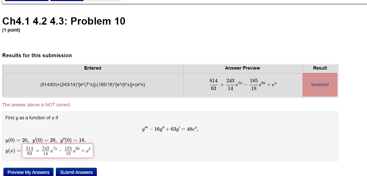 Solved Ch4.1 4.2 4.3: Problem 10 (1 point) Results for this | Chegg.com