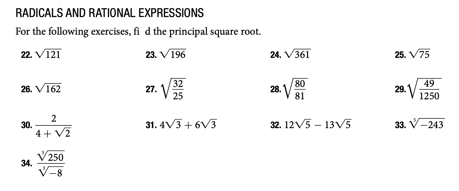 Solved RADICALS AND RATIONAL EXPRESSIONS For the following | Chegg.com