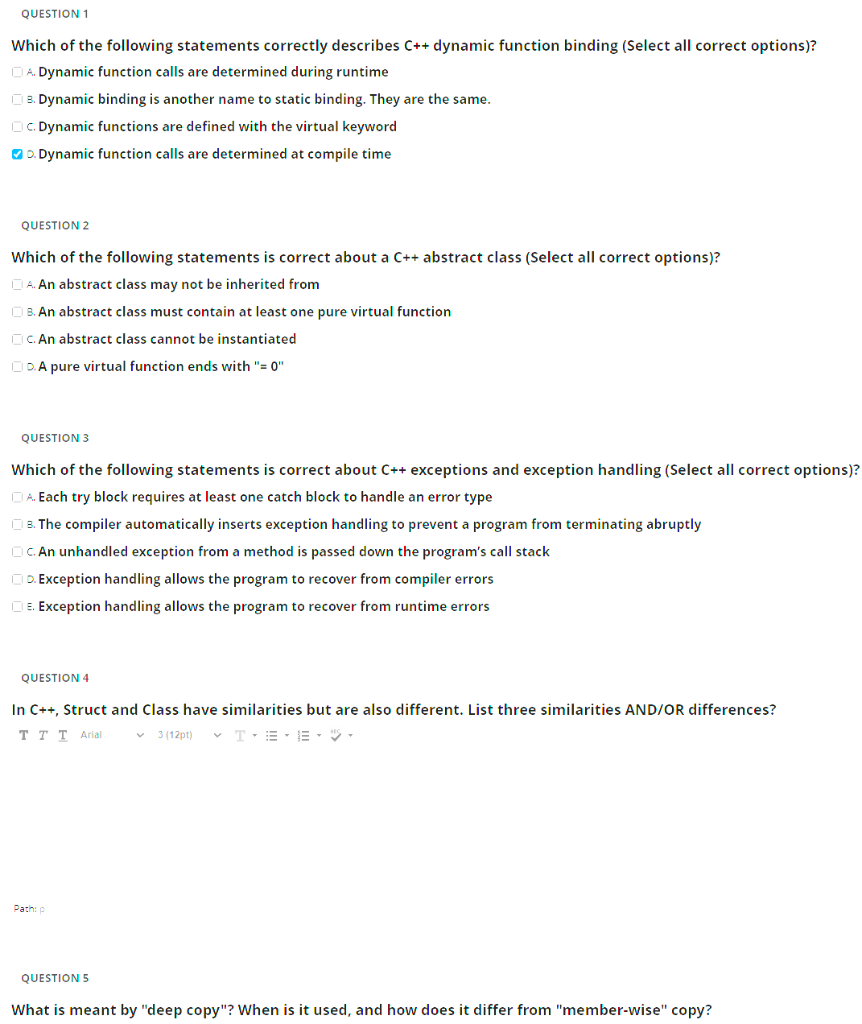 Solved QUESTION 1 Which of the following statements | Chegg.com
