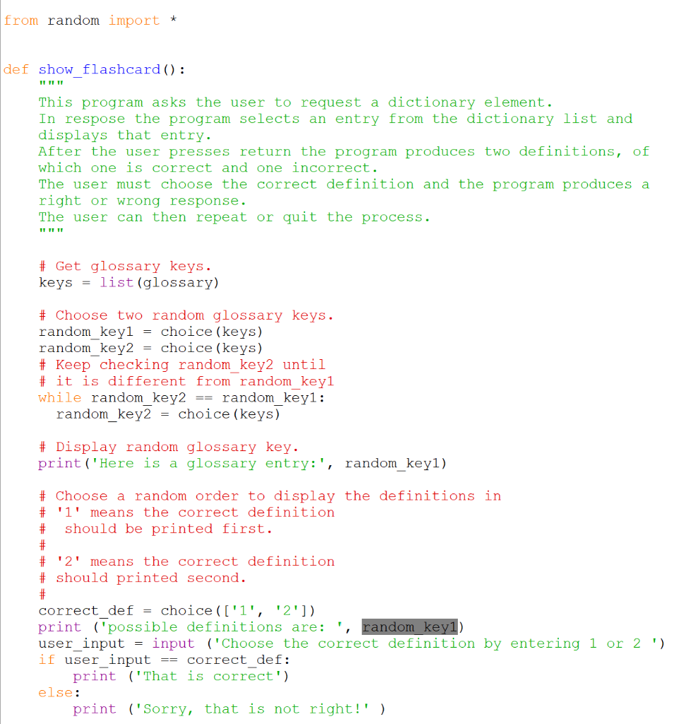 Solved Below is my code for a dictionary questionnaire. I | Chegg.com
