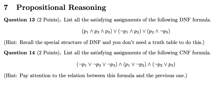 Solved 7 Propositional Reasoning Question 13 (2 Points). | Chegg.com