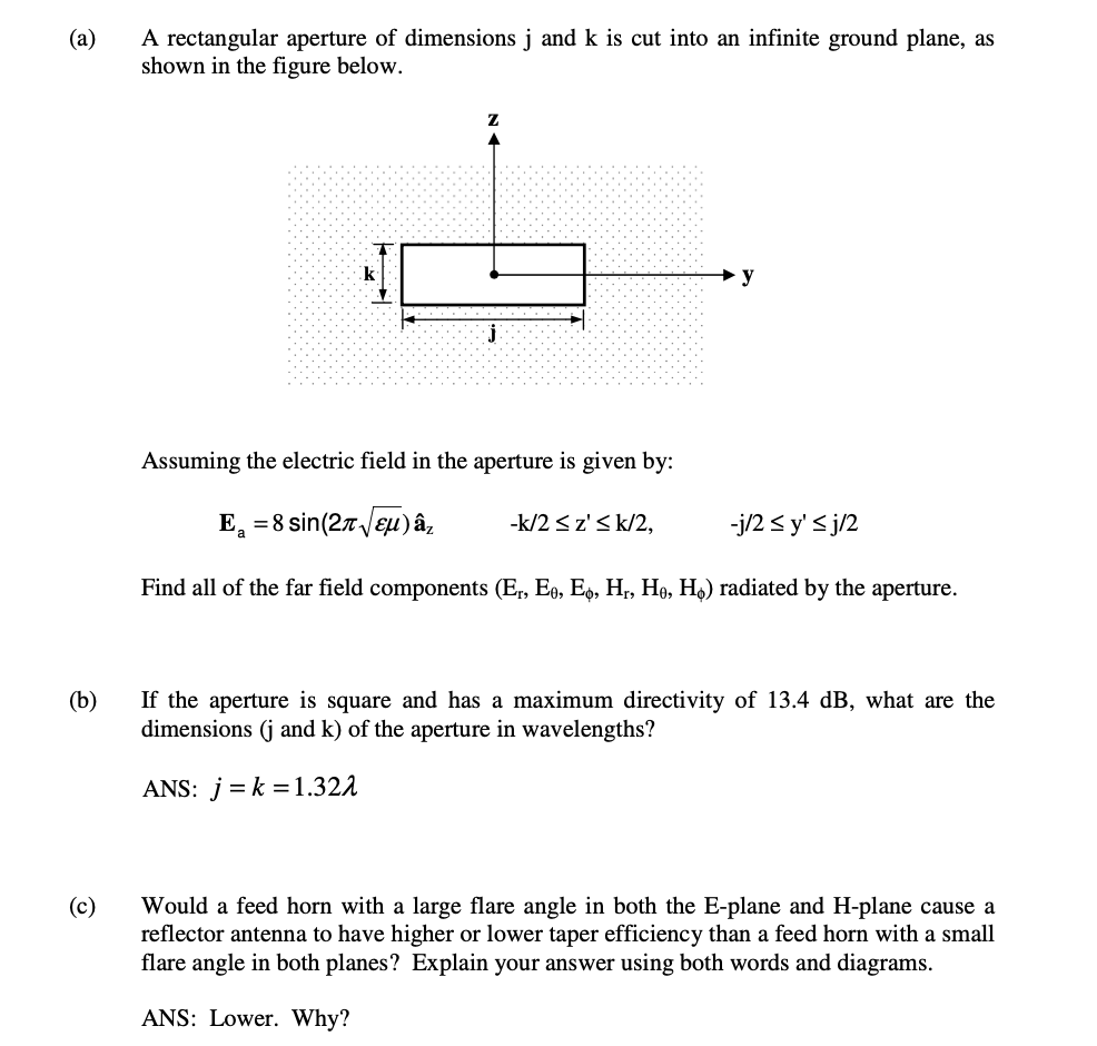 Solved (a) A rectangular aperture of dimensions j and k is | Chegg.com