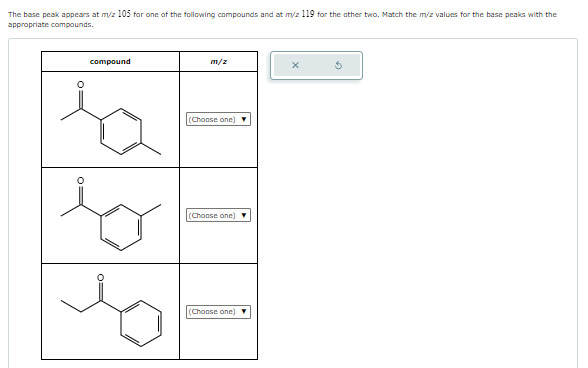 Solved The base peak appears at m2105 ﻿for one of the | Chegg.com