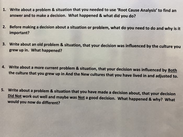 Solved Write about a problem & situation that you needed to | Chegg.com