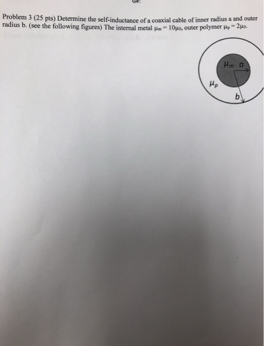Solved Problem 3 (25 pts) Determine the self-inductance of a | Chegg.com Solved Problem 3 (25 pts) Determine the self-inductance of a | Chegg.com
