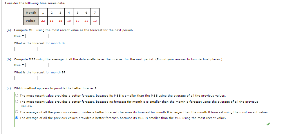 Solved Consider the following time series data. (a) Compute | Chegg.com