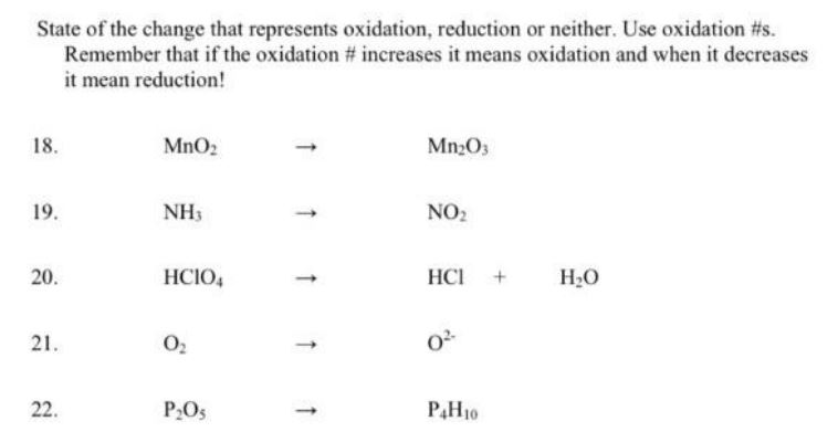 Solved State of the change that represents oxidation, | Chegg.com