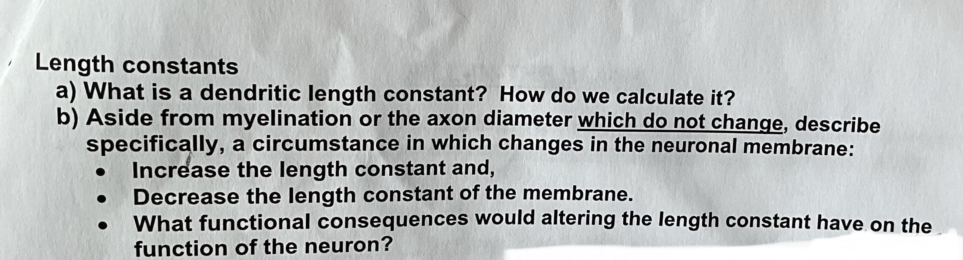 Solved Length constants a) What is a dendritic length | Chegg.com