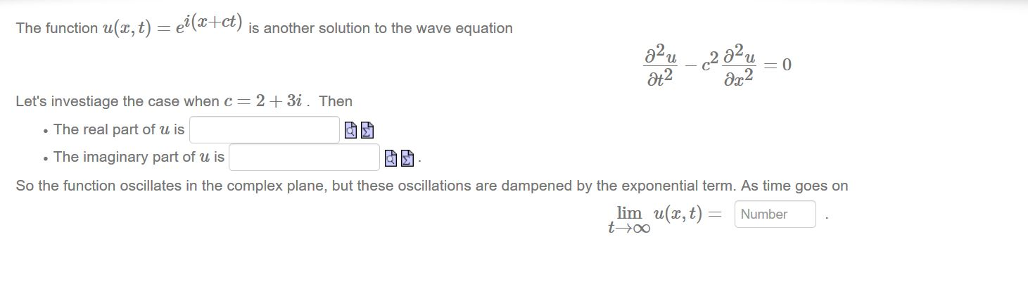 Solved The function u(x, t) = ei(x+ct) is another solution | Chegg.com