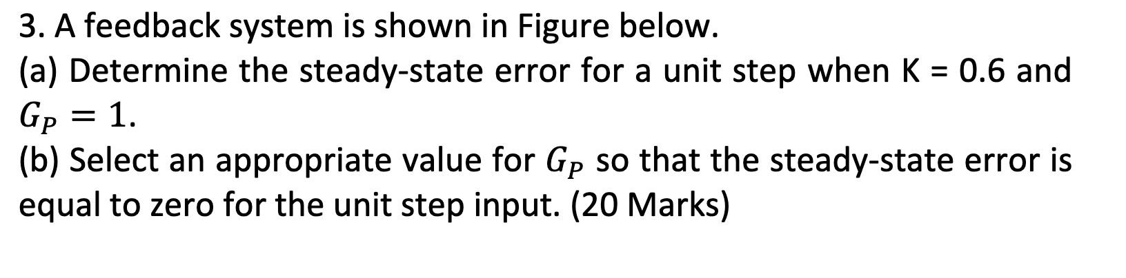 Solved 3. A feedback system is shown in Figure below. (a) | Chegg.com