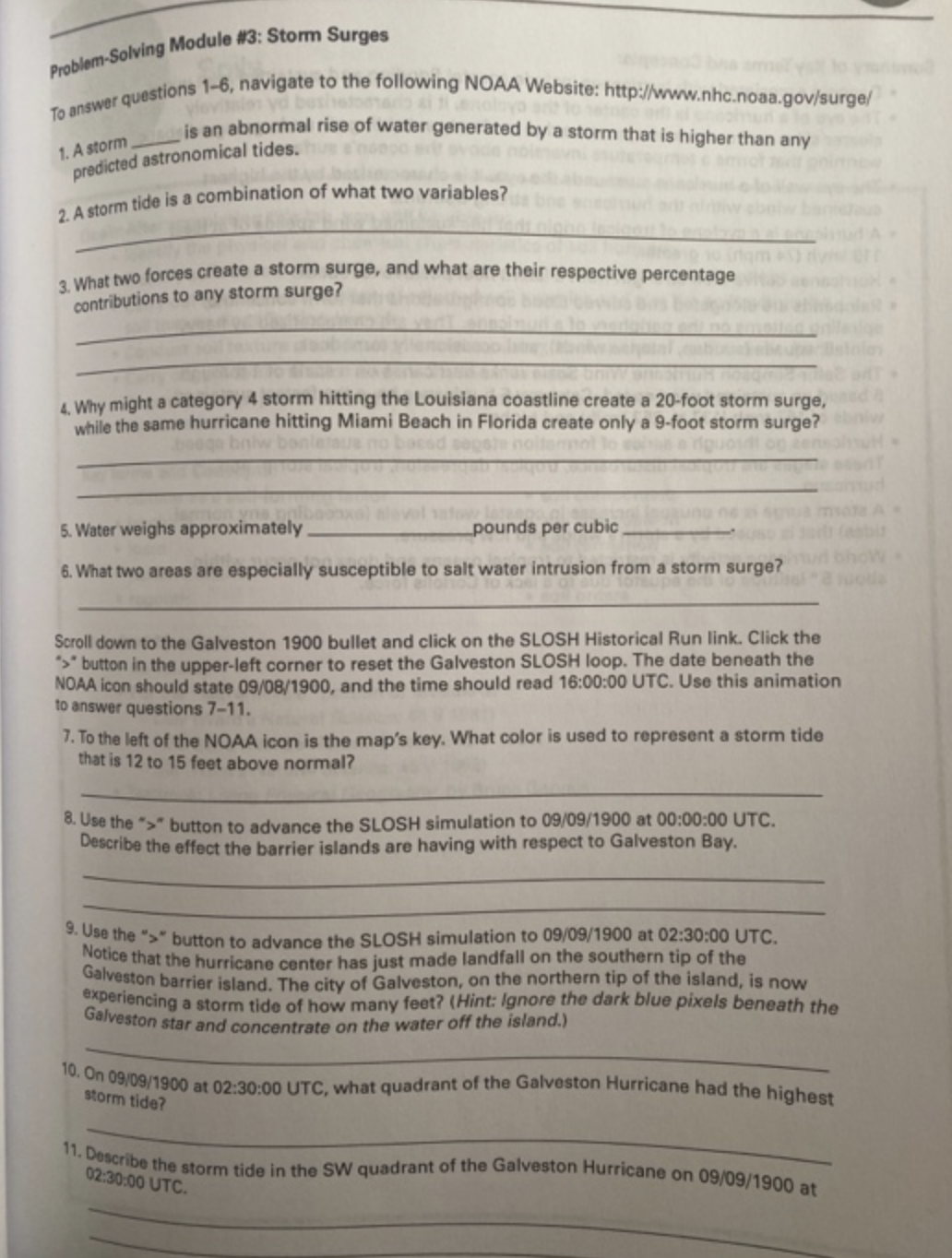 1. Astorm is an abnormal rise of water generated by a | Chegg.com