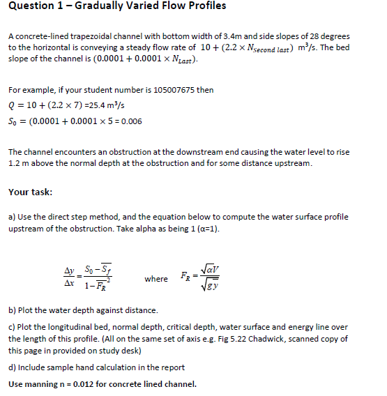 Question 1 - Gradually Varied Flow Profiles A | Chegg.com