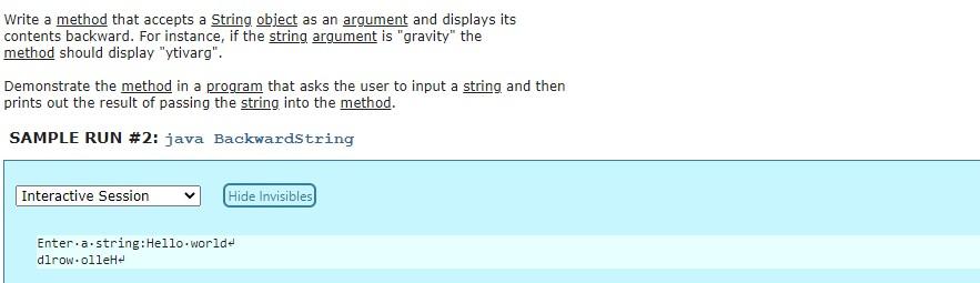 Solved Write a method that accepts a String object as an | Chegg.com