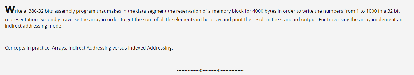 Write a i386-32 bits assembly program that makes in | Chegg.com