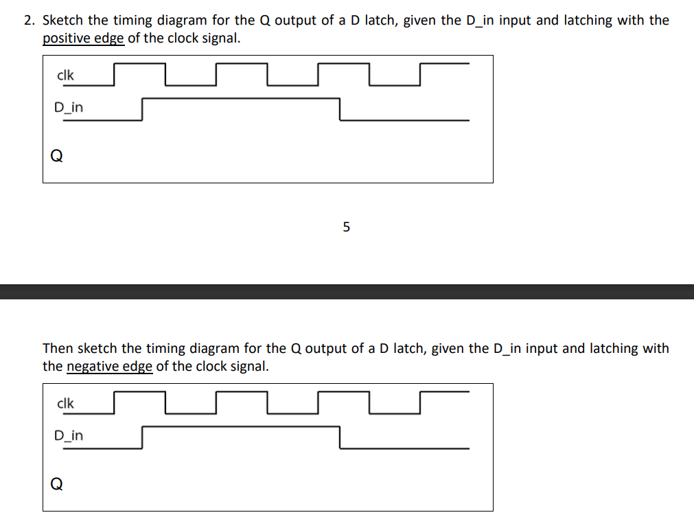 Solved 2. Sketch the timing diagram for the Q output of a D | Chegg.com