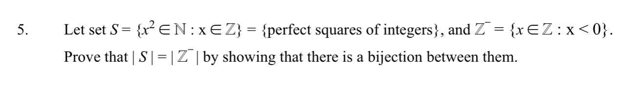 Solved Let set S={x2∈N:x∈Z}={ perfect squares of integers }, | Chegg.com