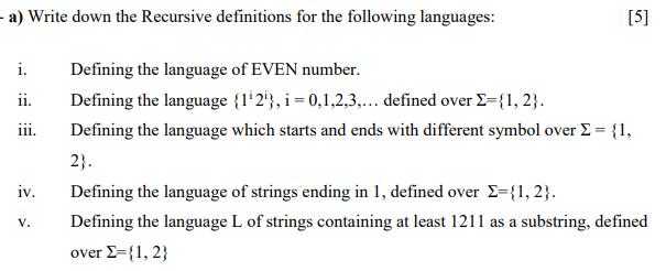 Solved -a) Write down the Recursive definitions for the | Chegg.com