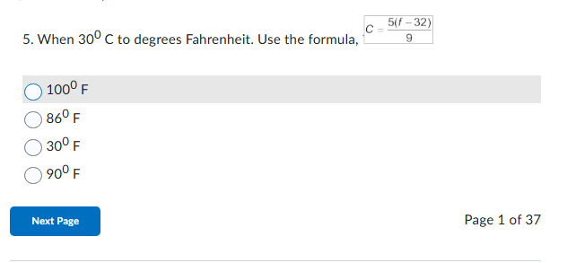 Solved When 30°C to ﻿degrees Fahrenheit. Use the formula, | Chegg.com