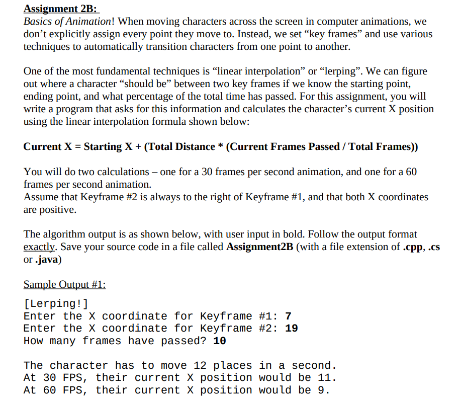 Solved Assignment 2 B : Basics of Animation! When moving | Chegg.com