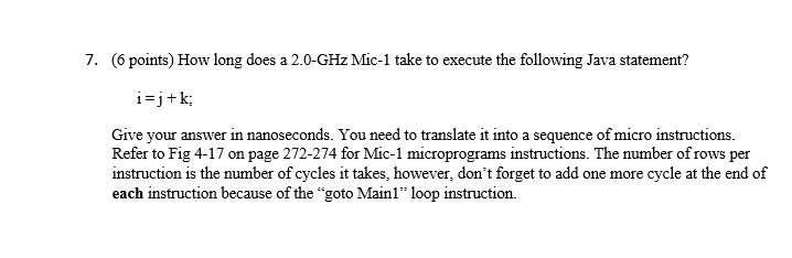 Solved 7. (6 points) How long does a 2.0-GHz Mic-1 take to | Chegg.com