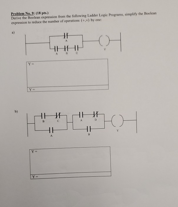 Solved Problem No.9: (18 pts.) Derive the Boolean expression | Chegg.com