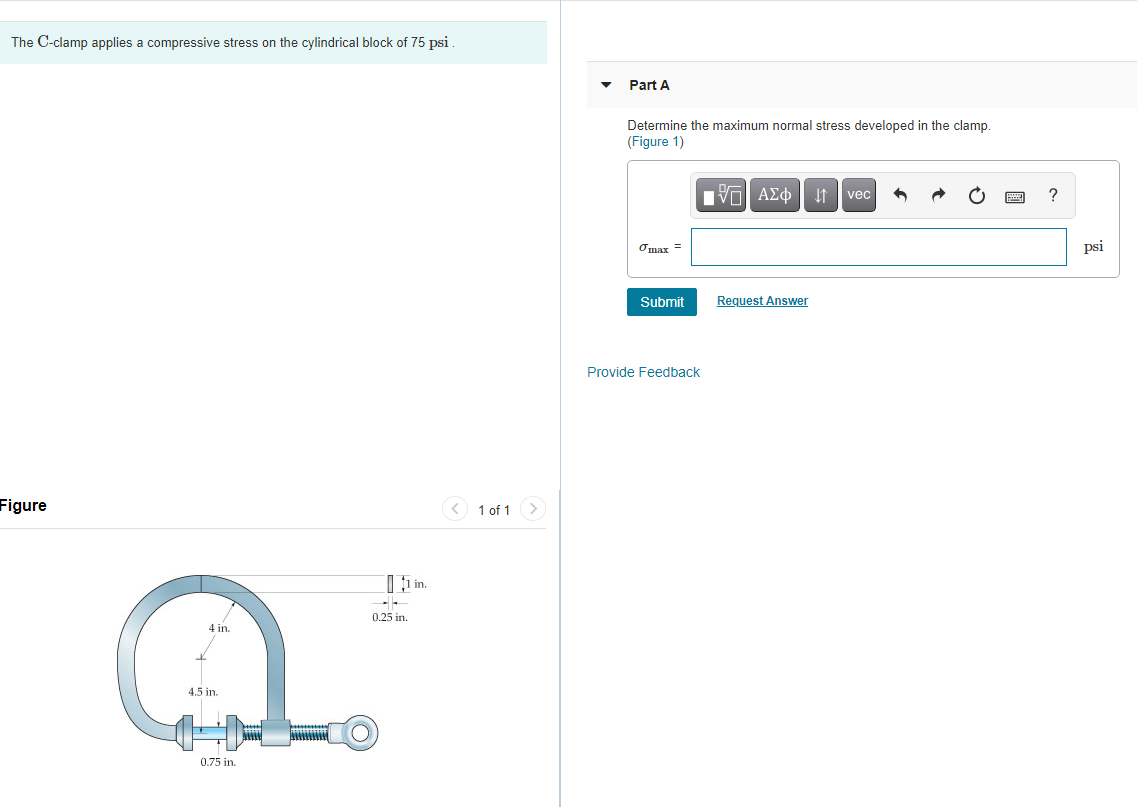 Solved The C-clamp applies a compressive stress on the | Chegg.com