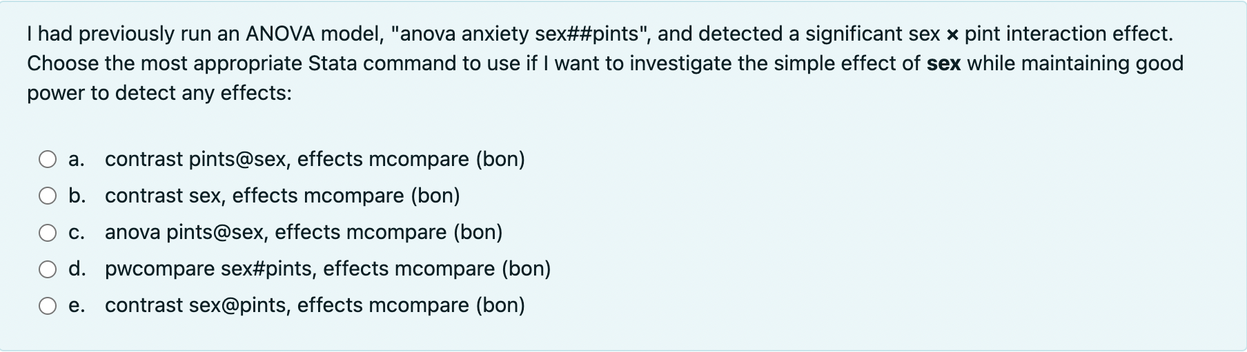 Solved I Had Previously Run An Anova Model Anova Anxiety