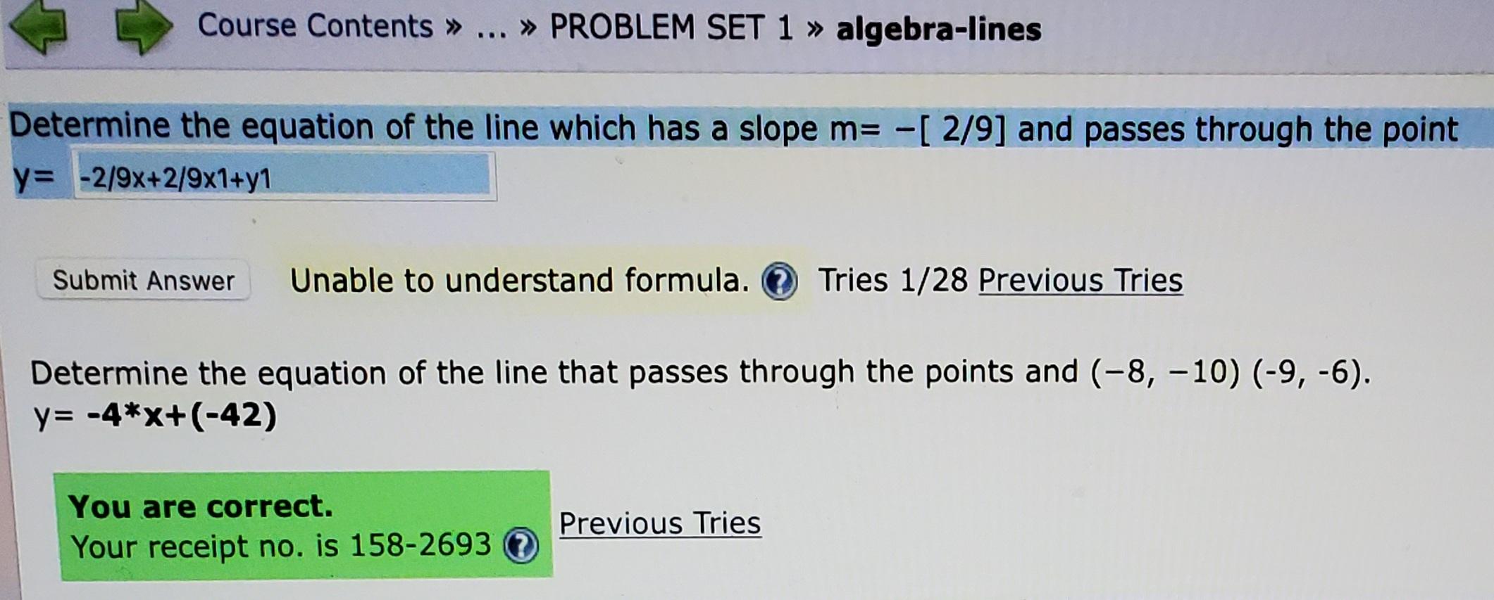 Solved Course Contents » ... » PROBLEM SET 1 » algebra-lines | Chegg.com